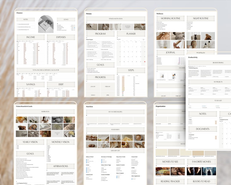 Digital Planner 2026 Notion Life Planner Notion Template Aesthetic Beige Notion Planner Vision ...