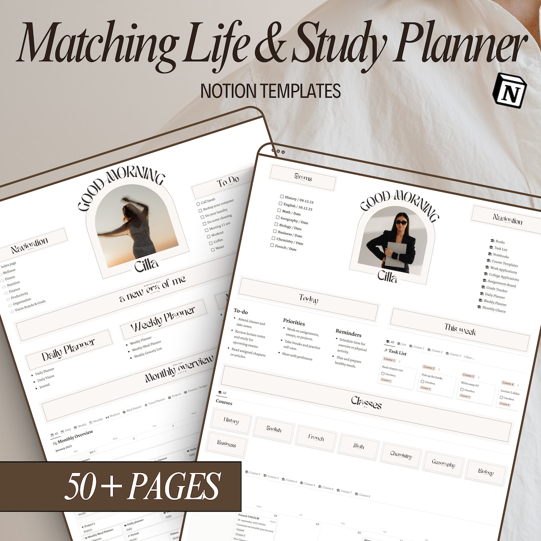Notion Student Planner Template: College Study Dashboard (digital ...