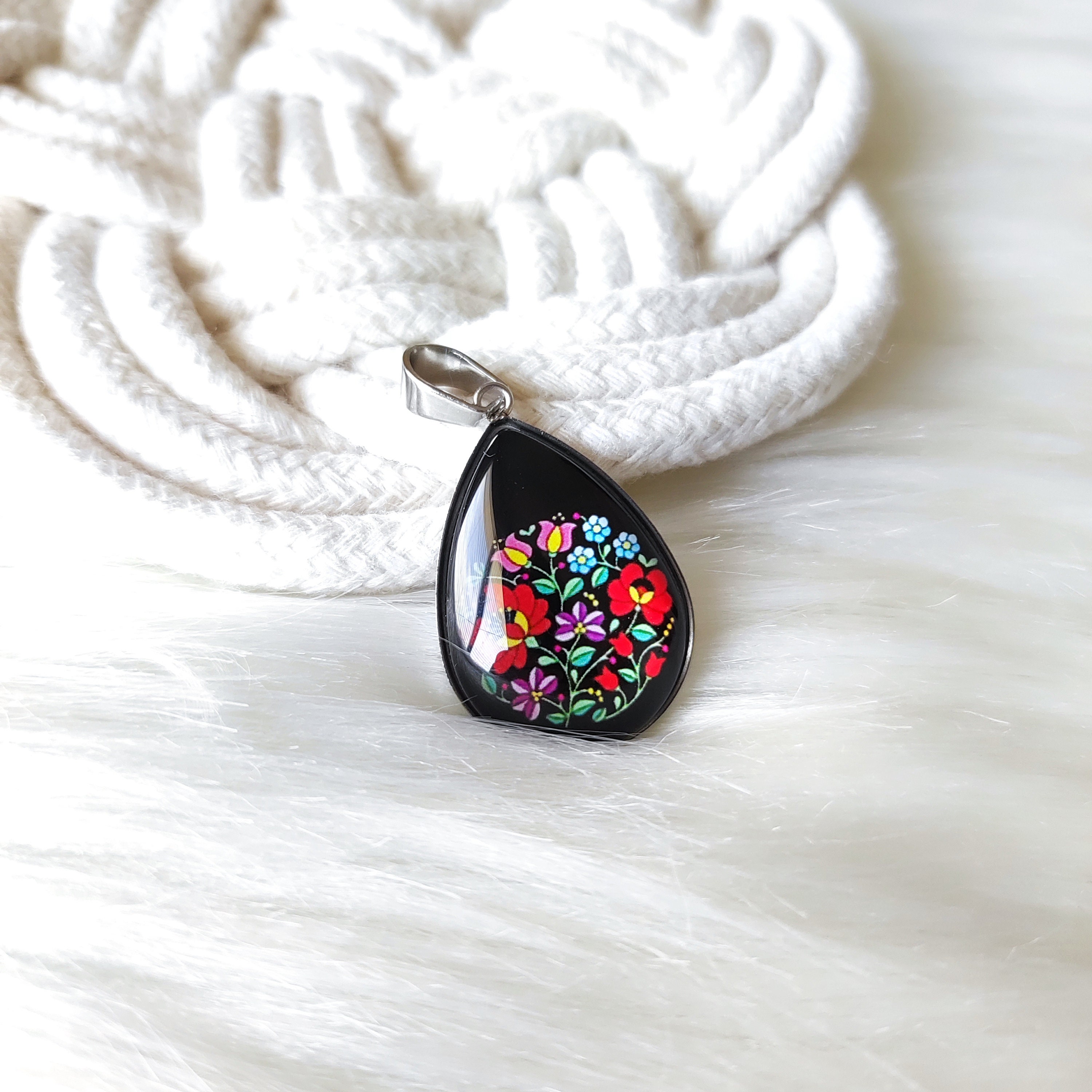 Hungarian Folk Style Necklace Pendant, Hungarian Folk Design Necklace ...