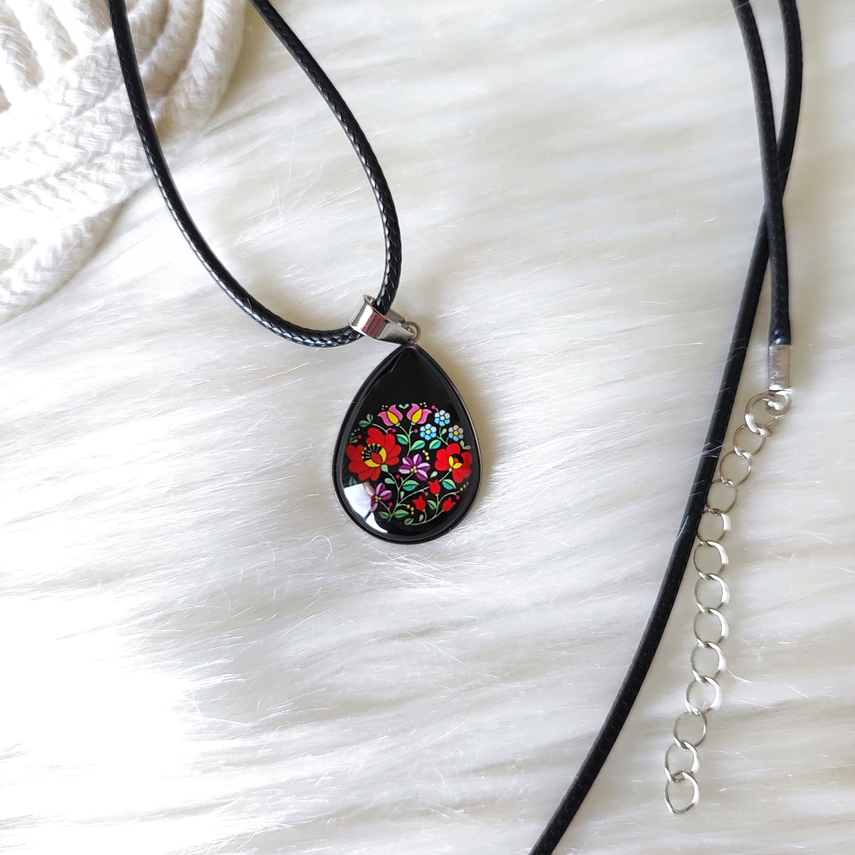 Hungarian Folk Style Necklace Pendant, Hungarian Folk Design Necklace ...