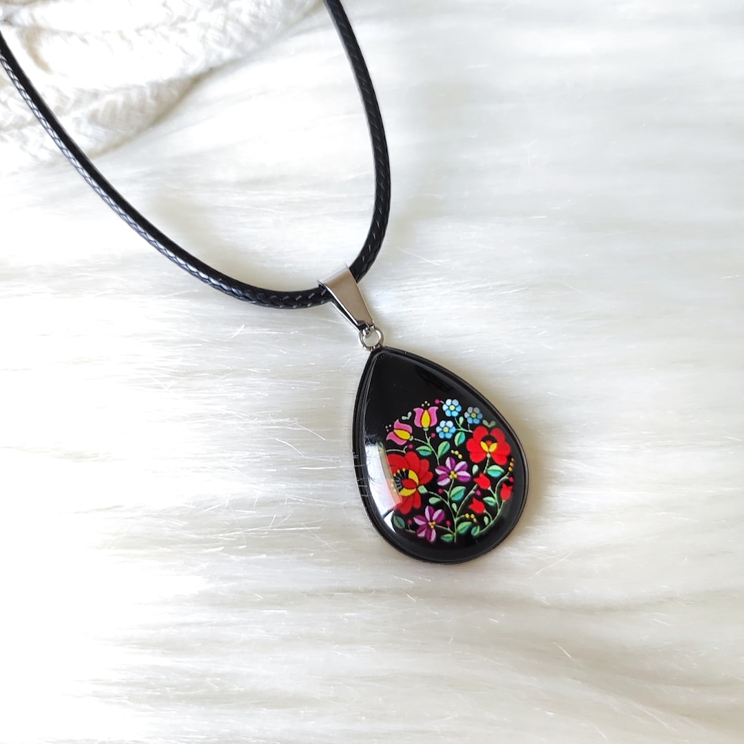 Hungarian Folk Style Necklace Pendant, Hungarian Folk Design Necklace ...