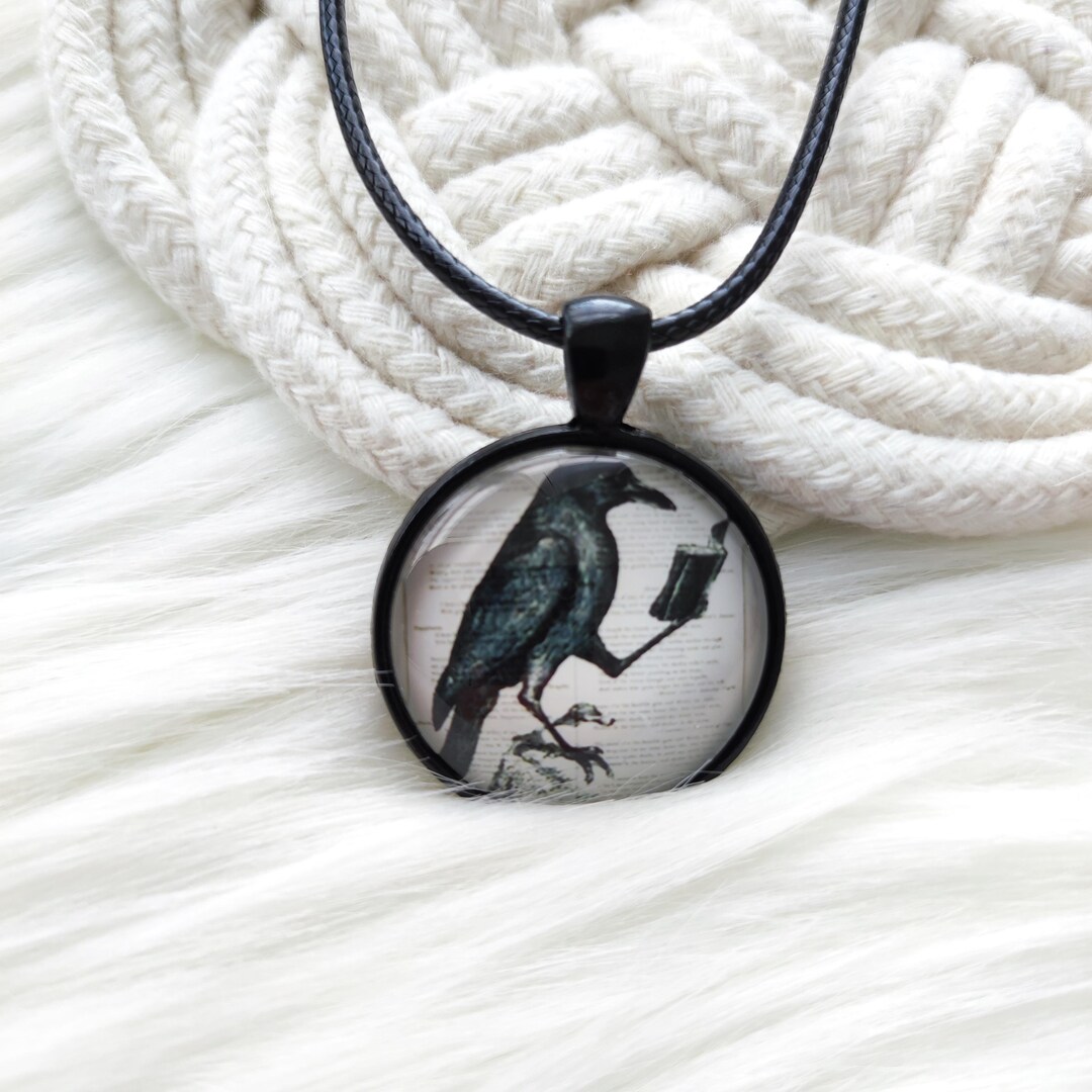 Raven Necklace, Vintage Inspired Pendant, Halloween Style Jewelry ...