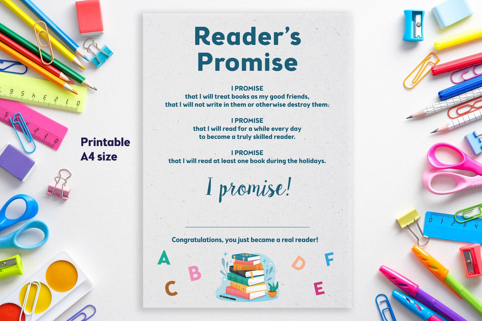 Printable Readers Promise Certificate Ready to Print - Etsy