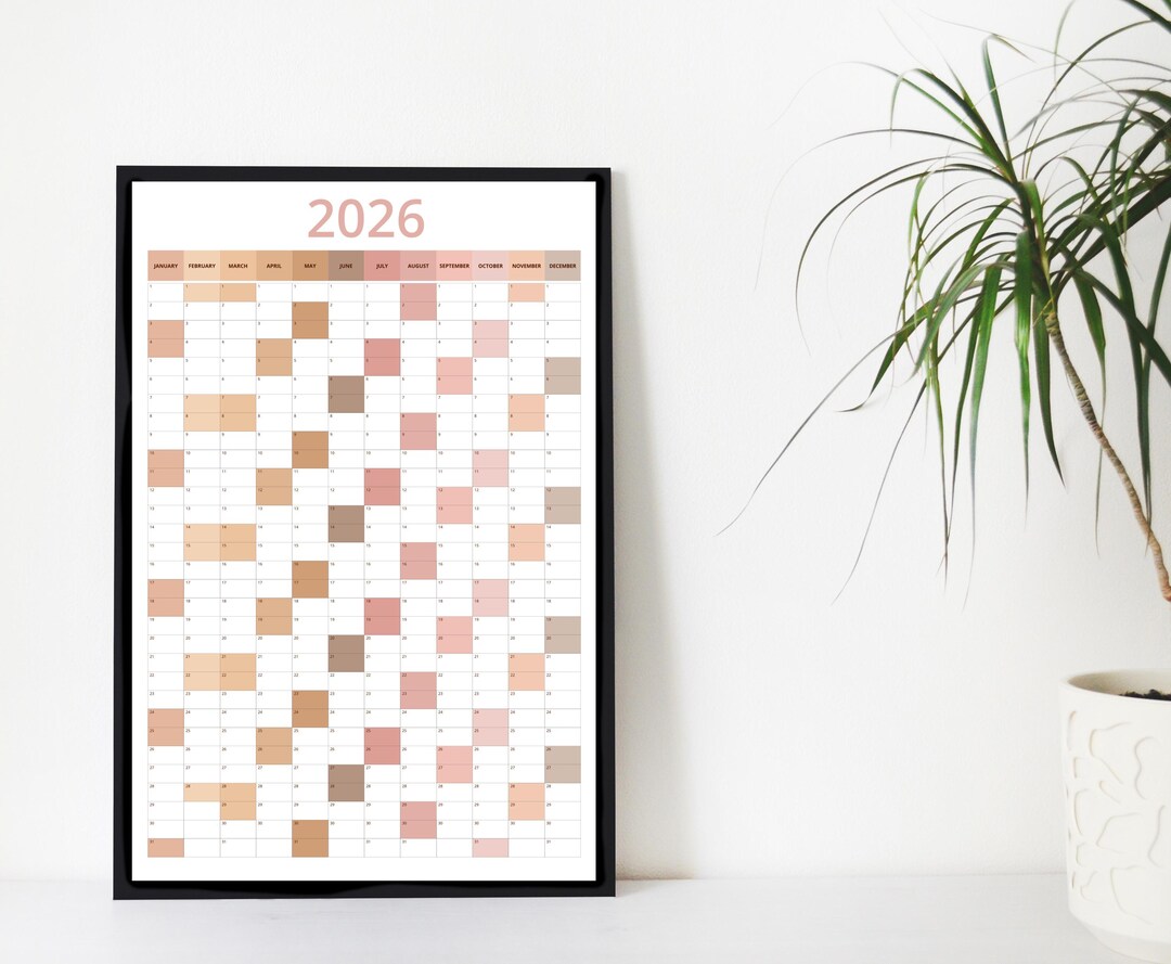 PRINTABLE 2026 VERTICAL Calendar and Yearly Wall Planner 40x60cm - Etsy