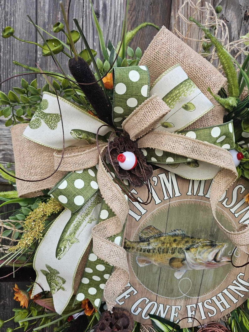 Cabin Wreath / Fishing Wreath / Bass / Lake House Wreath / Gone Fishing ...