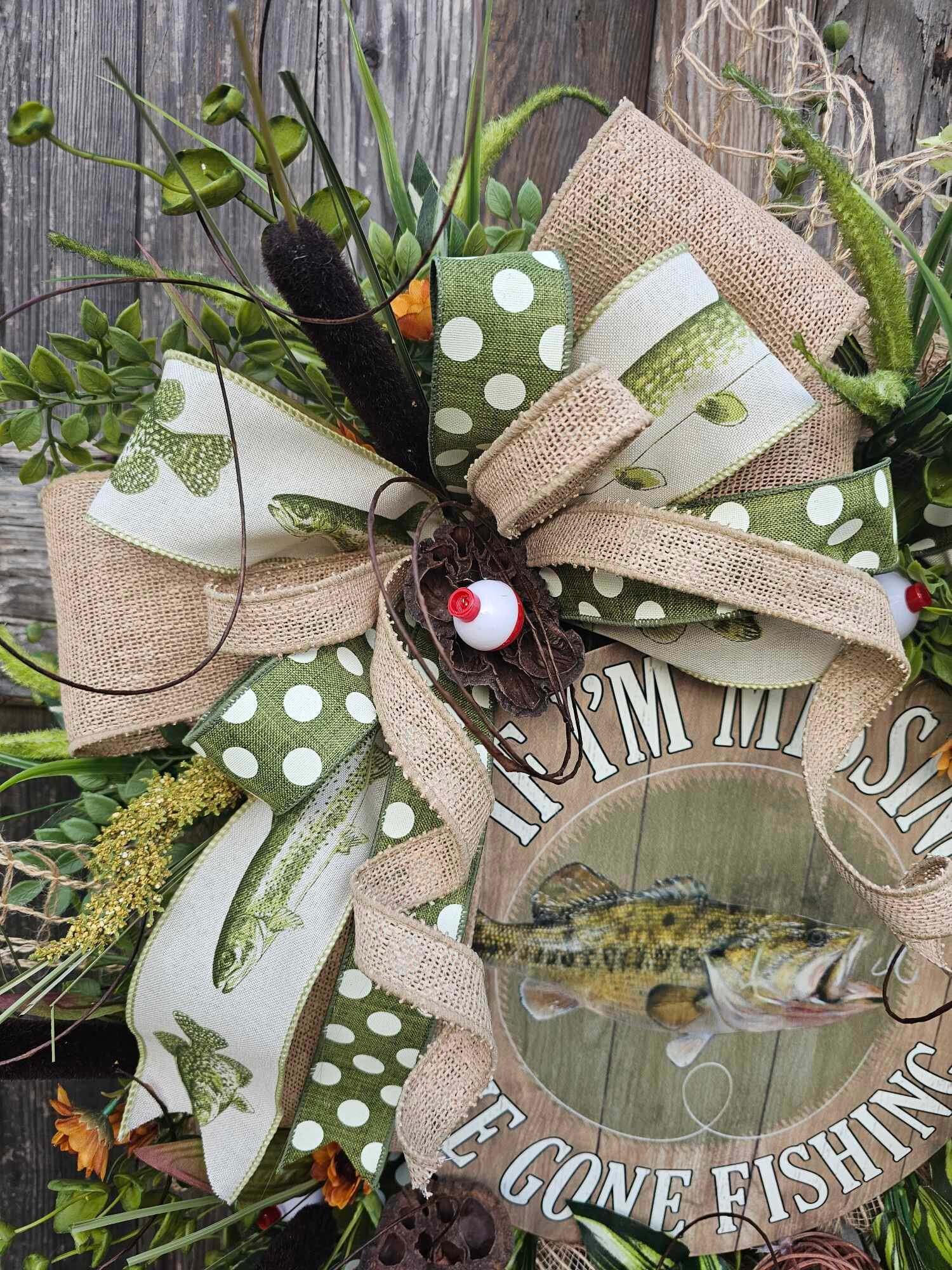 Cabin Wreath / Fishing Wreath / Bass / Lake House Wreath / Gone Fishing ...