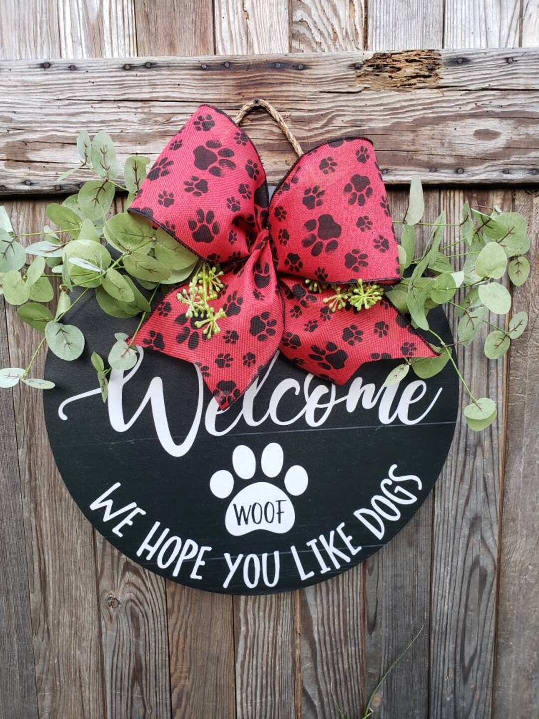Welcome Door Hanger, Dog, Front Door Wreath, Door Hanger, Outdoor Decor ...