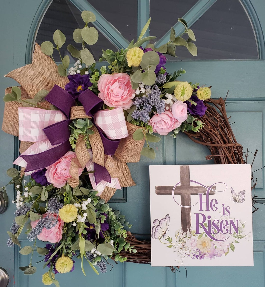 He is Risen Grapevine, Easter Wreath, Religious Grapevine, Easter ...