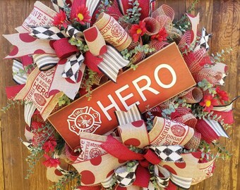 Firefighter Wreath - Etsy