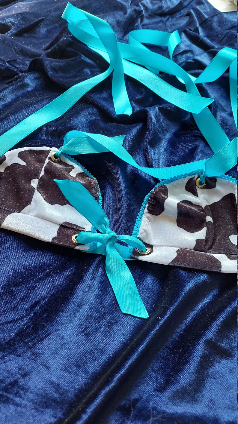 Cow Print Velvet Bralette Etsy