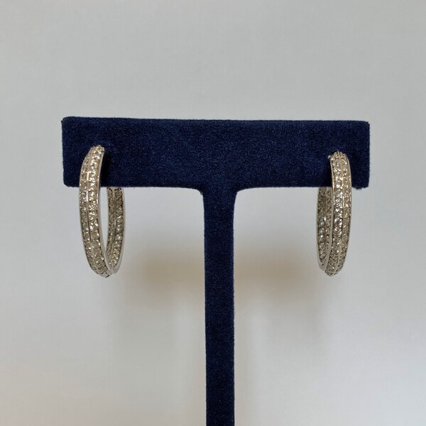 Double Row Diamond Hoop Earrings - Etsy