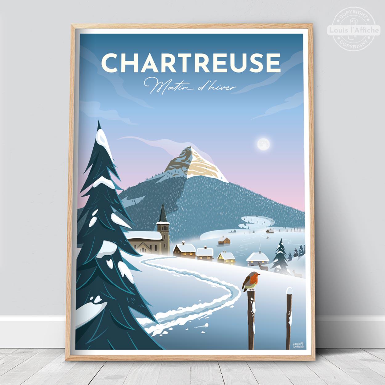 AFFICHE Illustration CHARTREUSE "Matin d'hiver" - Etsy France