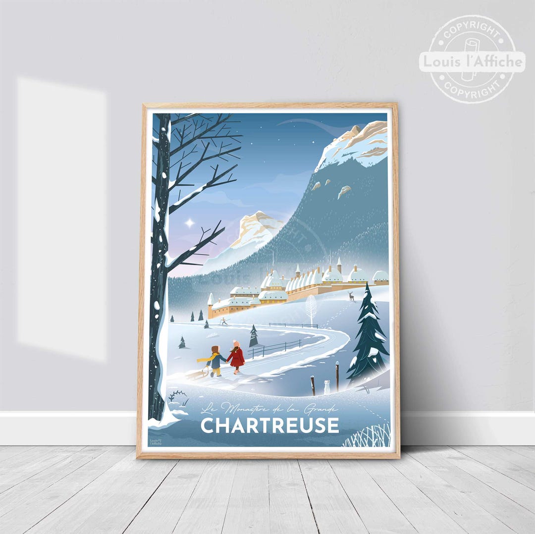 AFFICHE Illustration CHARTREUSE Le Monastère de la Grande Chartreuse ...