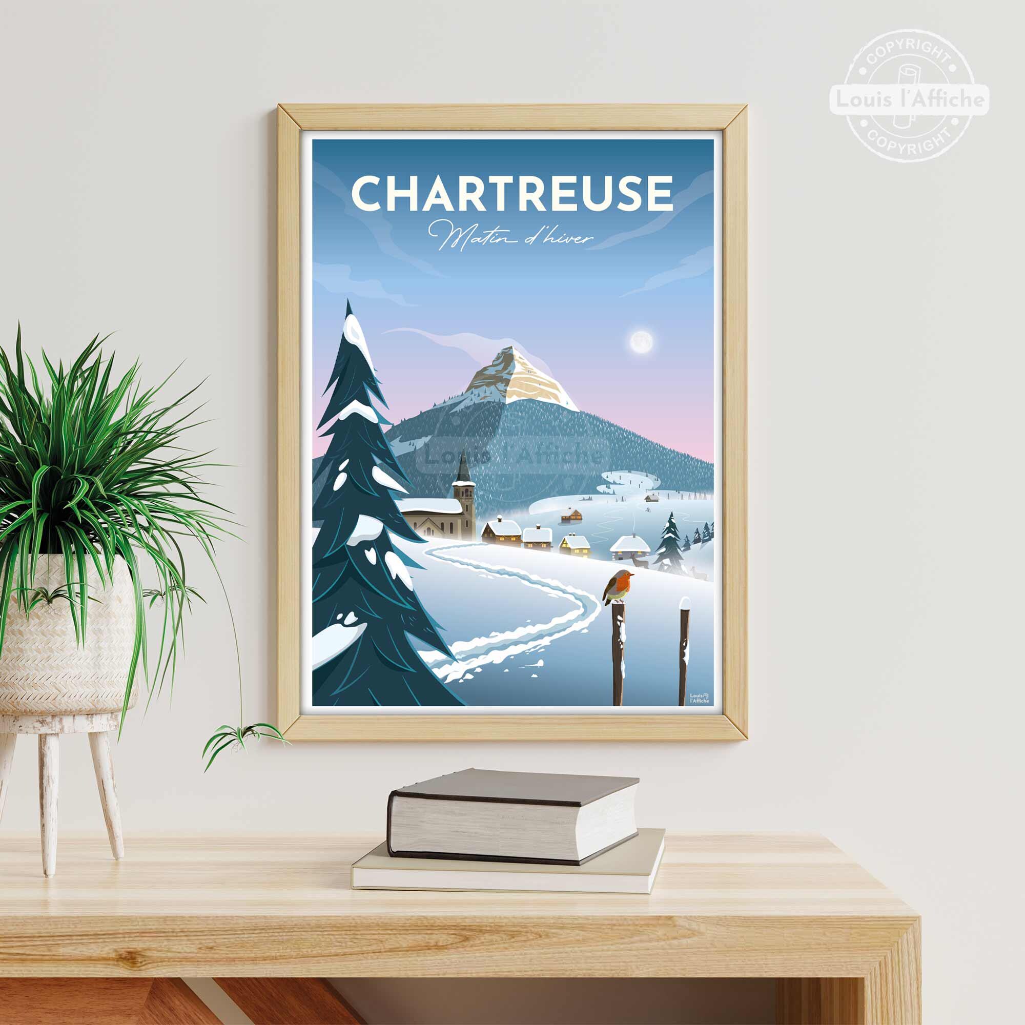 AFFICHE Illustration CHARTREUSE "Matin d'hiver" - Etsy France