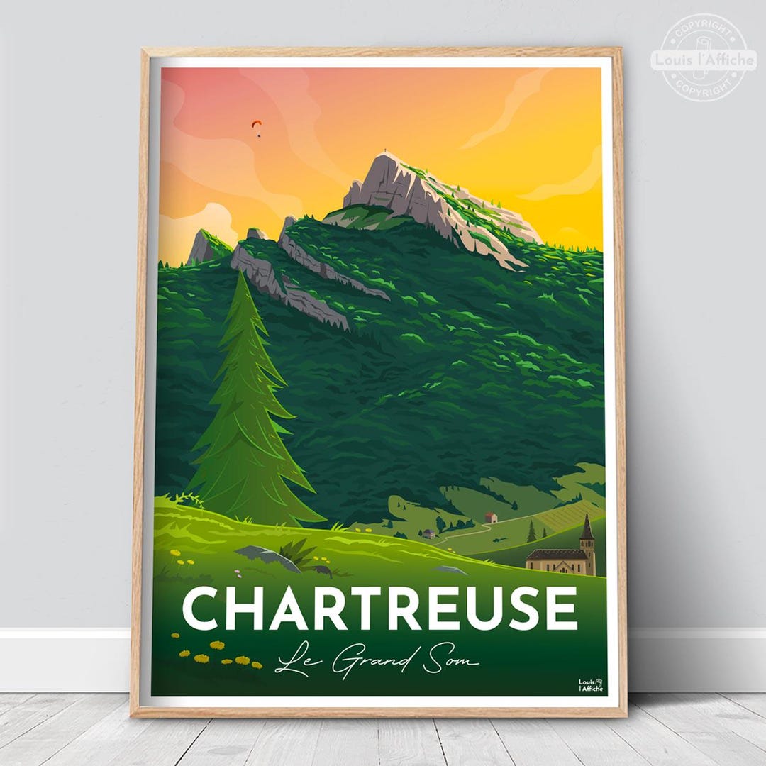AFFICHE Illustration CHARTREUSE "Le Grand Som" - Etsy France