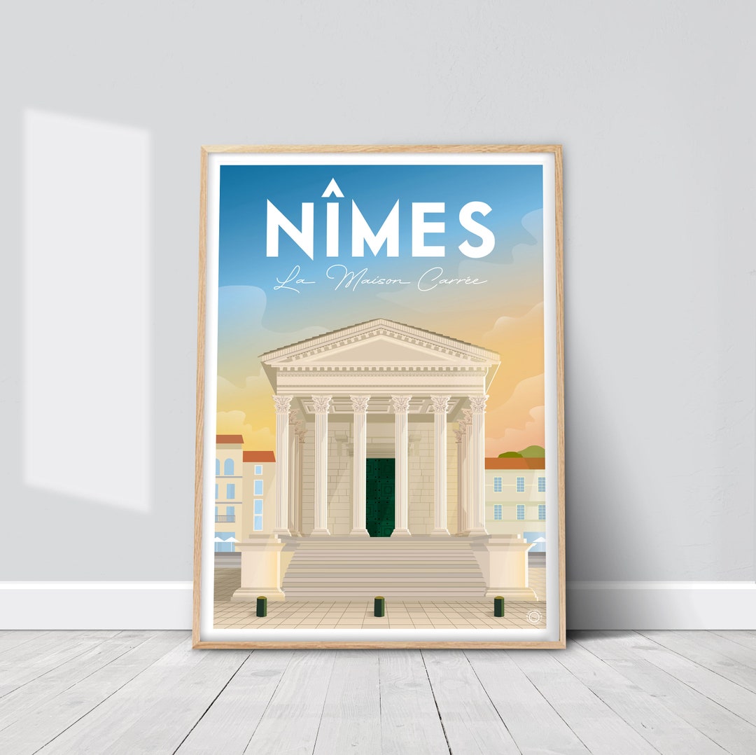 POSTER Illustration NÎMES la Maison Carrée - Etsy