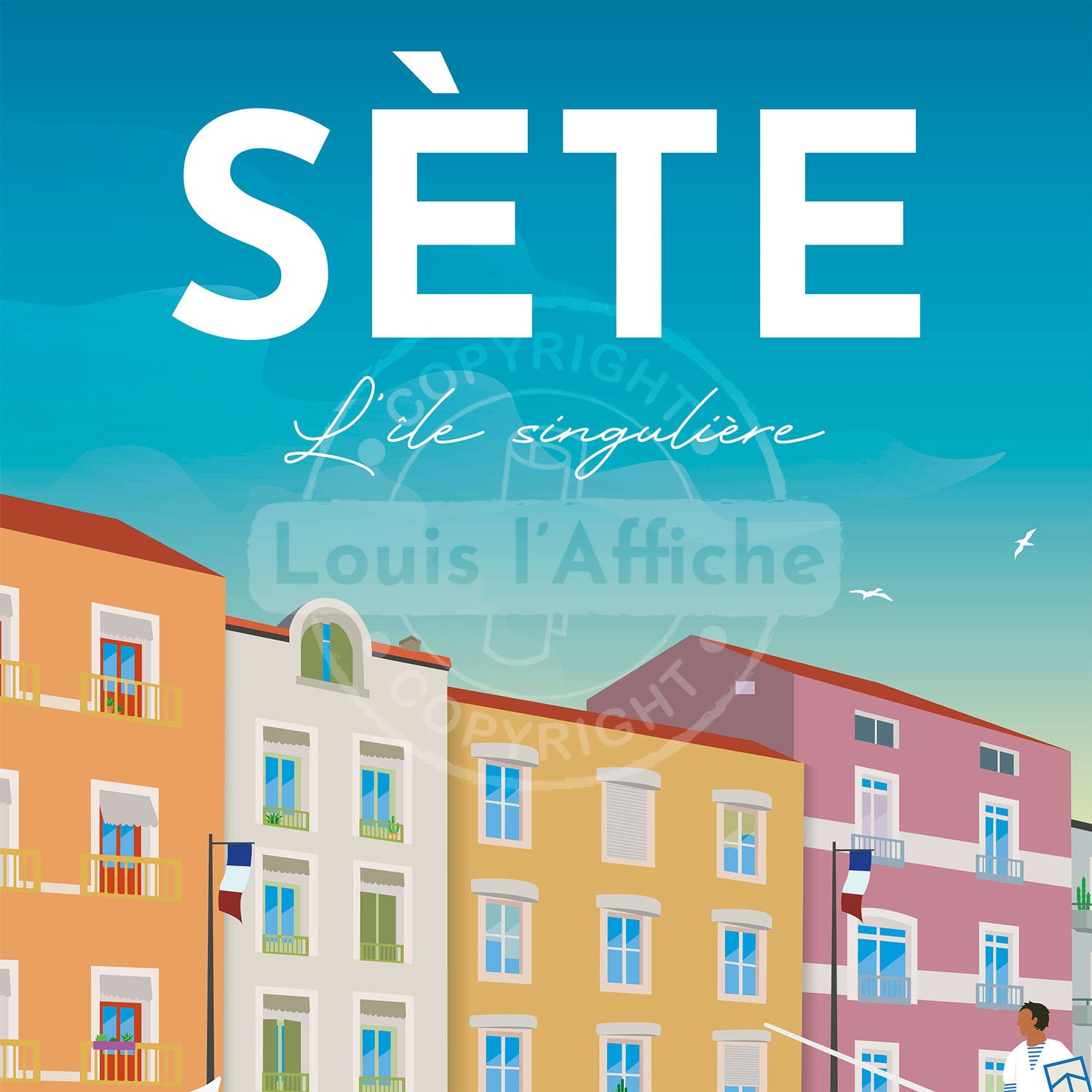 Sète – Affiche vintage des joutes - Poster de voyage du Sud - Etsy France