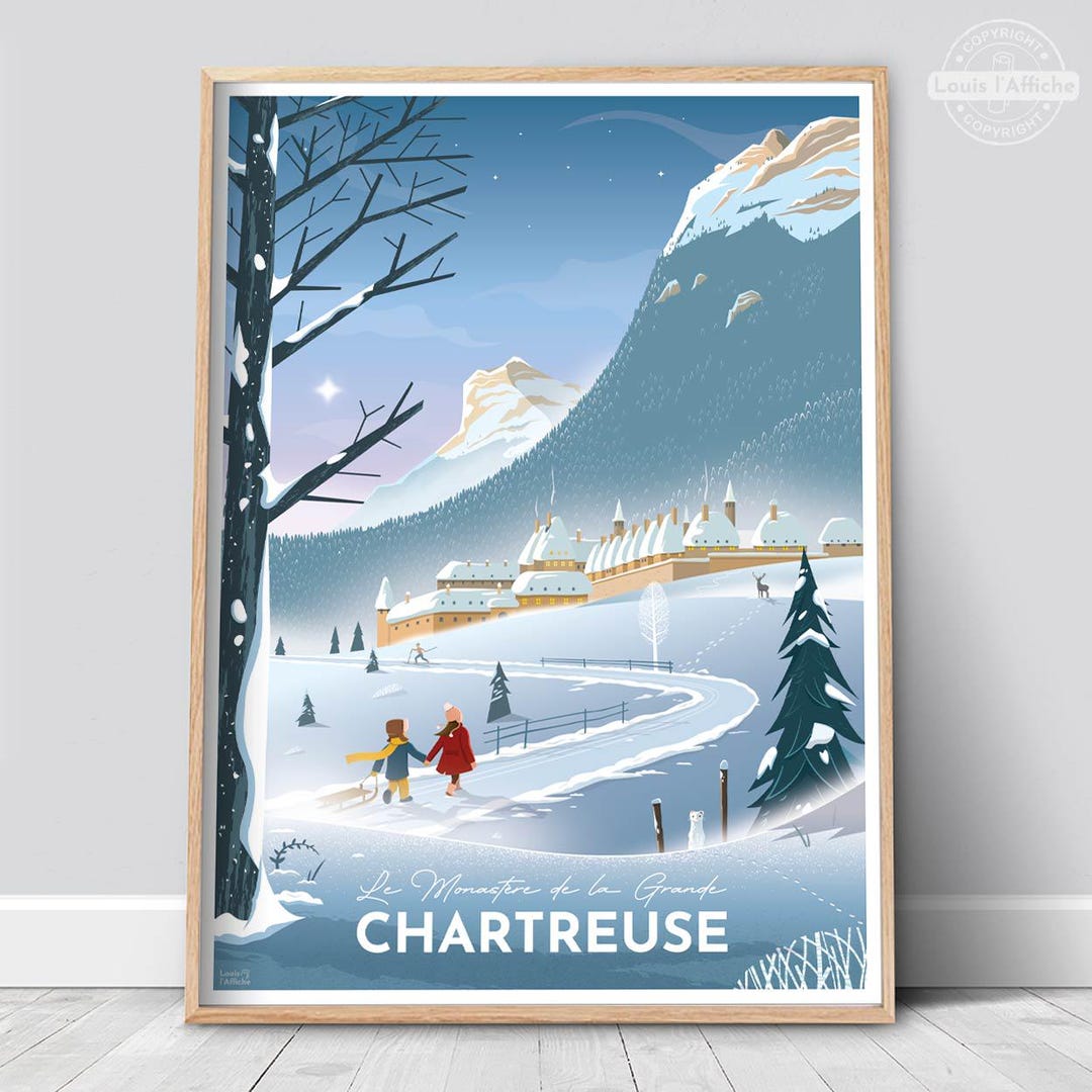 AFFICHE Illustration CHARTREUSE "Le Monastère de la Grande Chartreuse ...