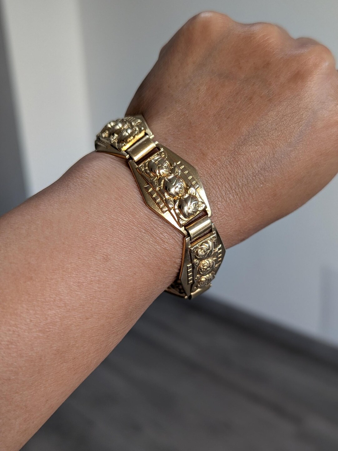 French Art Deco Articulated Bracelet Art Deco Gold Plated Bracelet Art ...