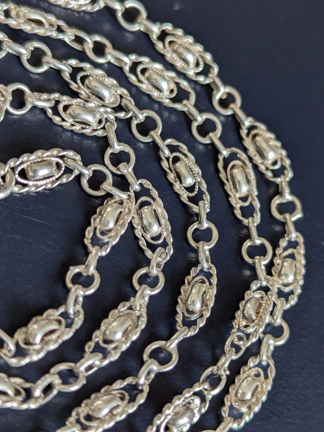 33″ Old French Silver Long Necklace Filigree Necklace Silver Victorian ...