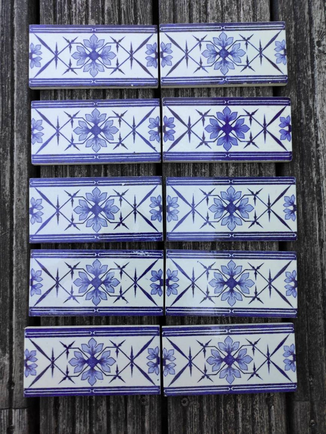 Antique French Frieze Tiles Vitry, Set 10 French Frieze Tiles tiles ...
