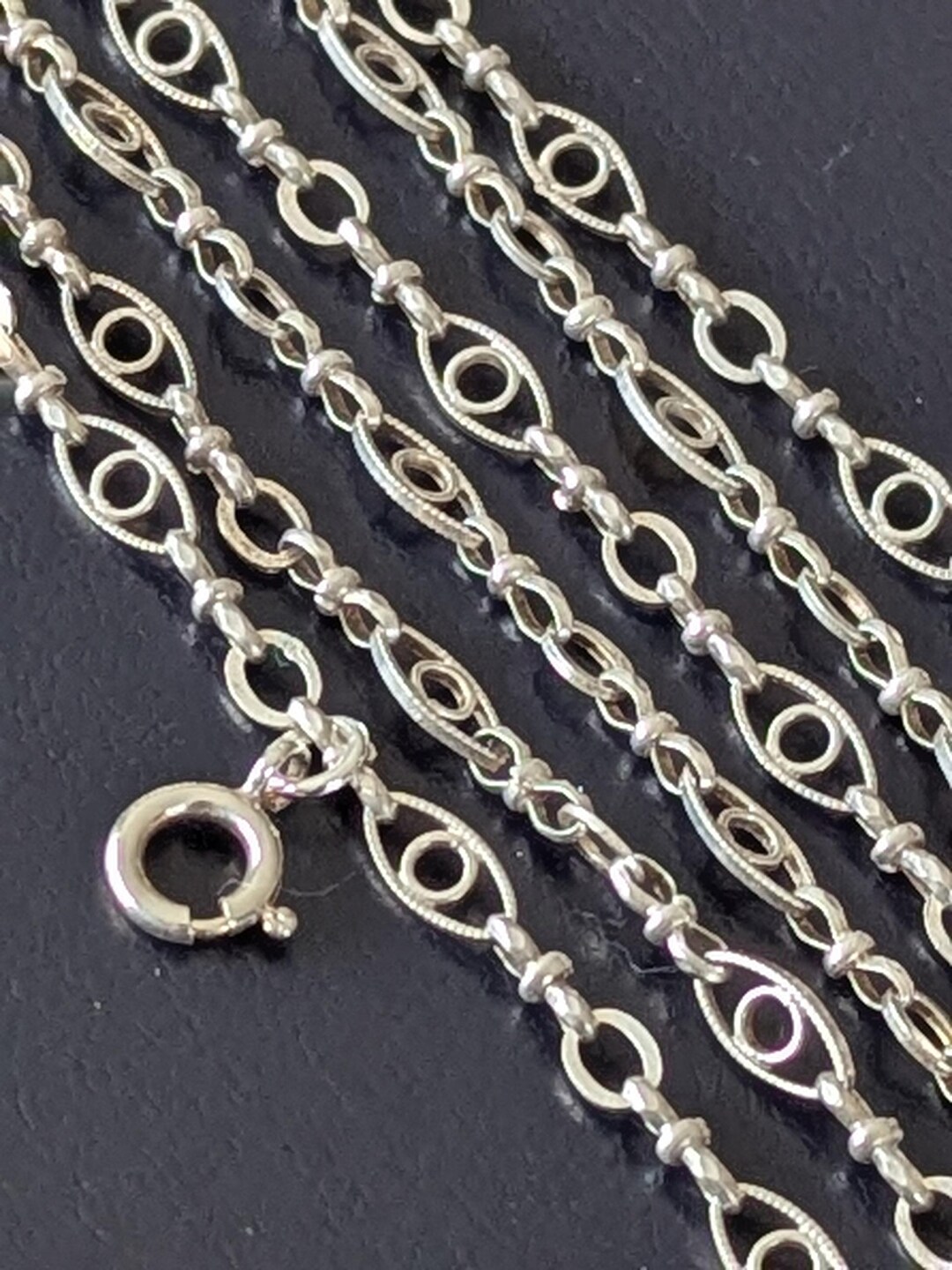 55" Victorian French Long Guard Chain Necklace French Silver Longguard ...