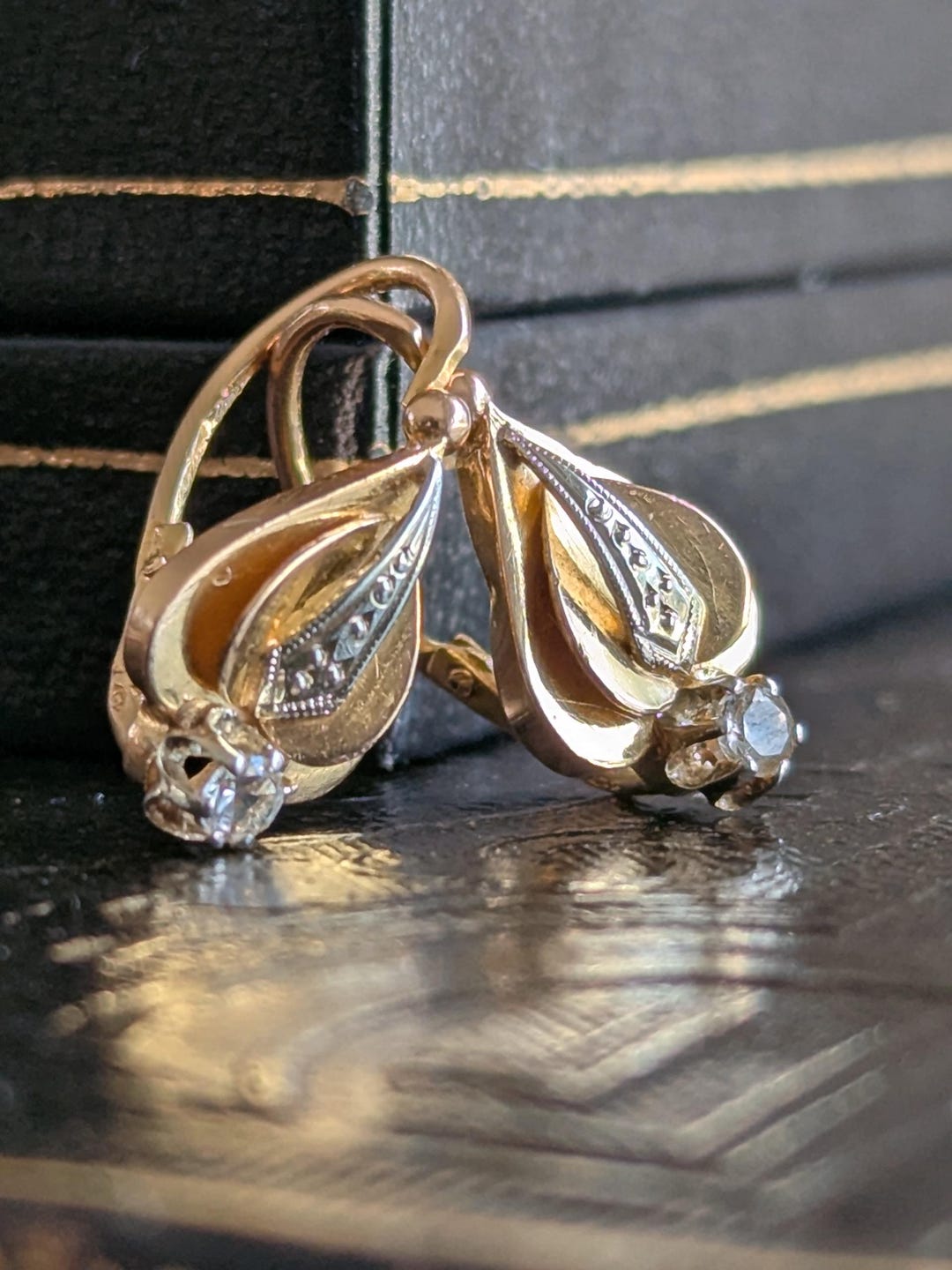 Antique 18K Gold Sleeper Earrings French Sleeper Earrings Victorian ...