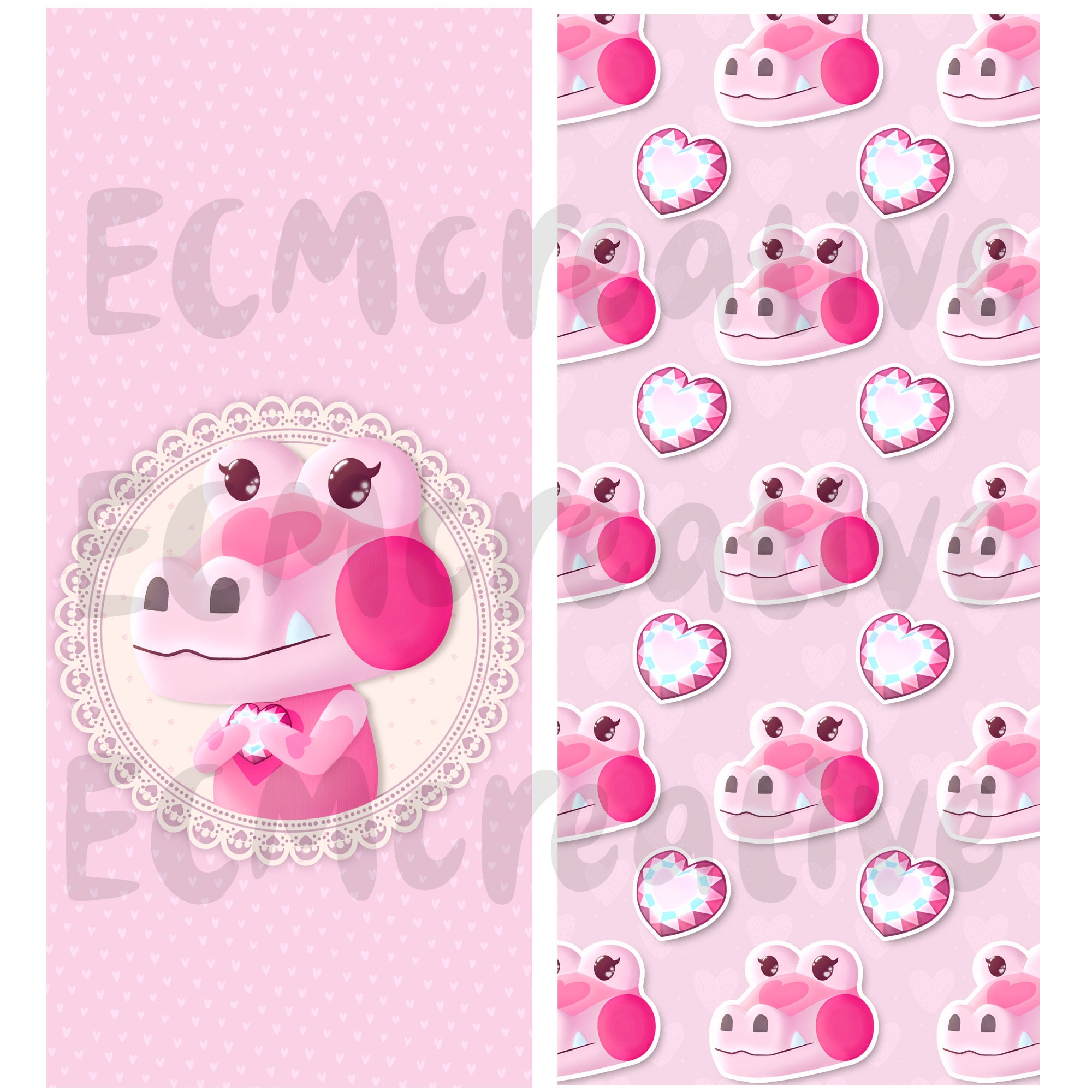 2x ACNH Gayle Heart Crystal Wallpapers Bundle - Animal Crossing Digital ...