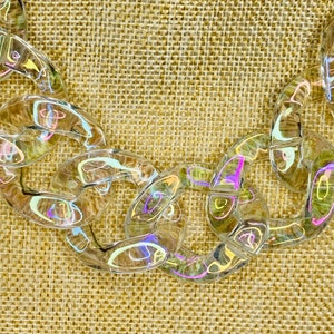 Large Chain Link Necklace / Clear White Links Statement Necklace ...