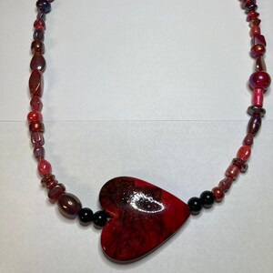 Red Heart Necklace / Red Marble Heart Necklace / Red Heart Necklace ...