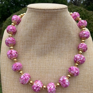 Hot Pink Shell Pearl Beaded Necklace for Women / - Etsy
