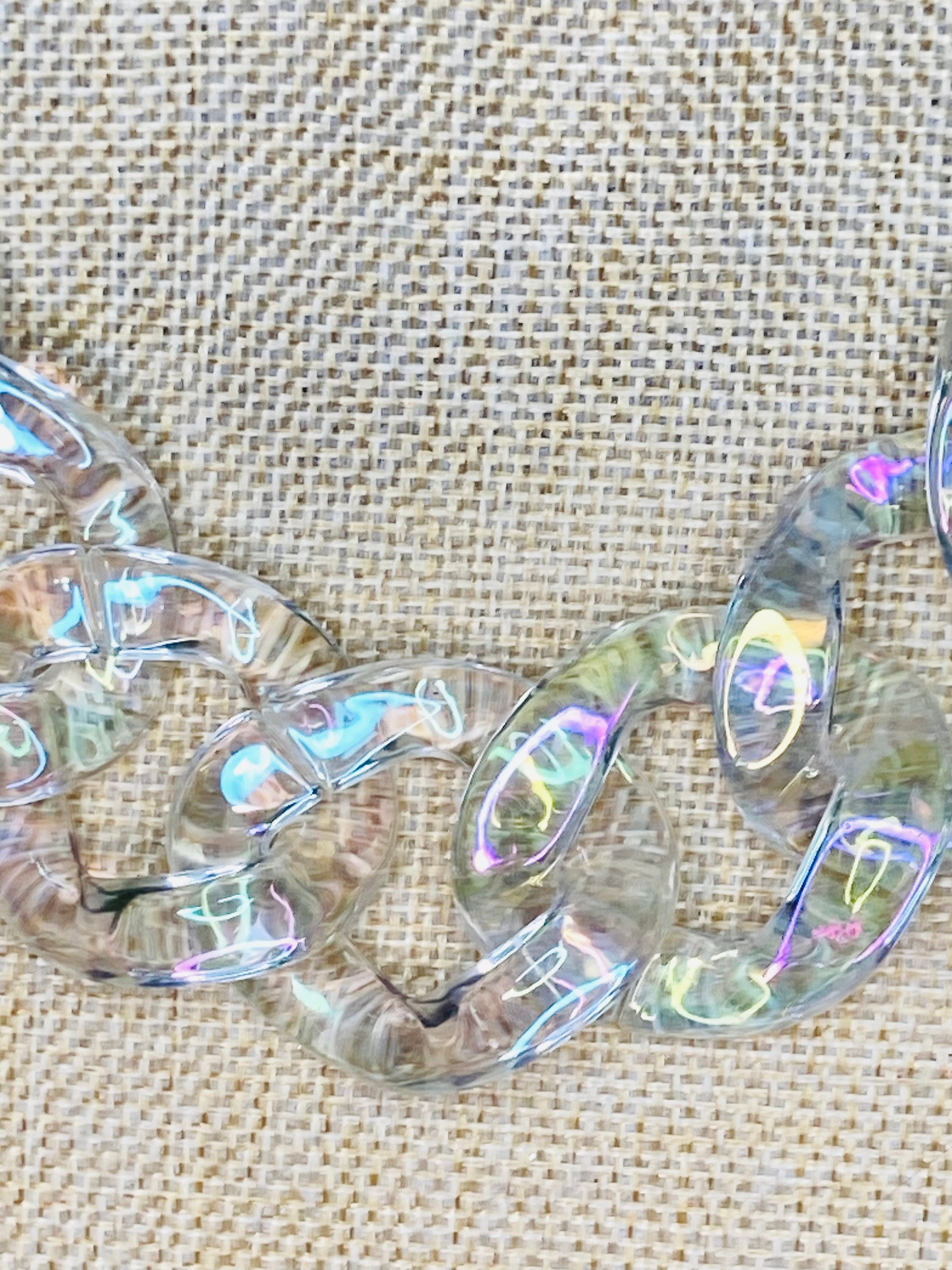 Large Chain Link Necklace / AB Rainbow Clear White Links Statement ...