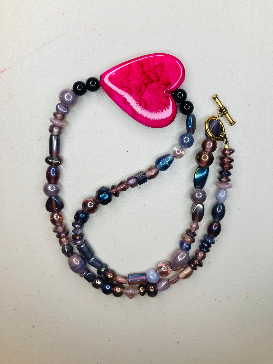 Pink Heart Necklace / Large Hot Pink Heart / Hot Pink Heart Pendant ...