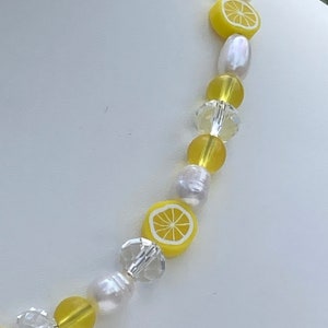 Lemon Beaded Necklace / Lemon Freshwater Pearl Necklace / Lemon Jewelry ...