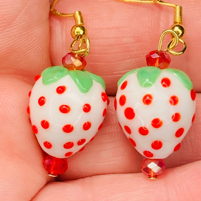 Strawberry Earrings - Etsy