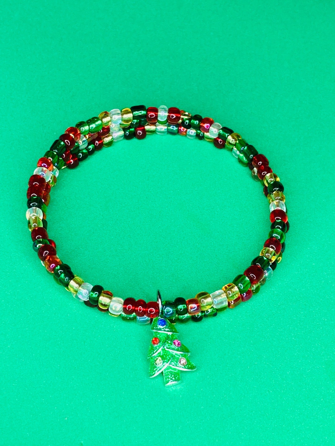 Christmas Bracelet / Christmas Tree Bracelet / Christmas Seed Beads ...