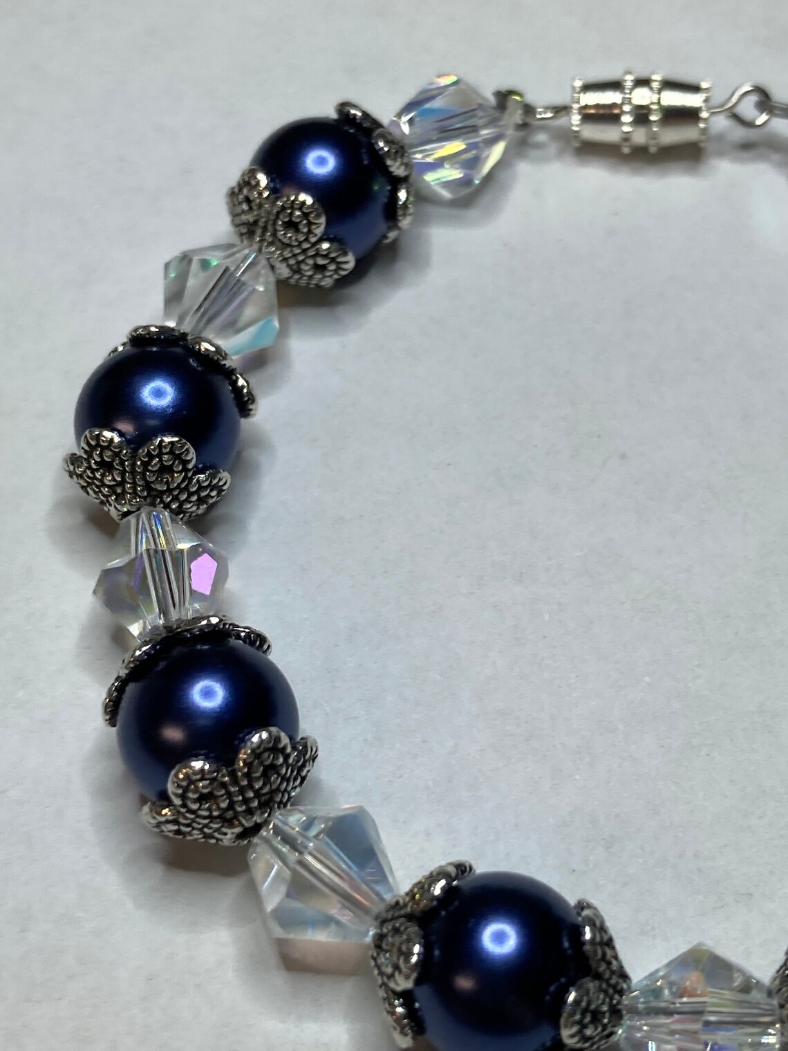 Pulsera de perlas azul oscuro /cuentas de perlas de vidrio | Etsy