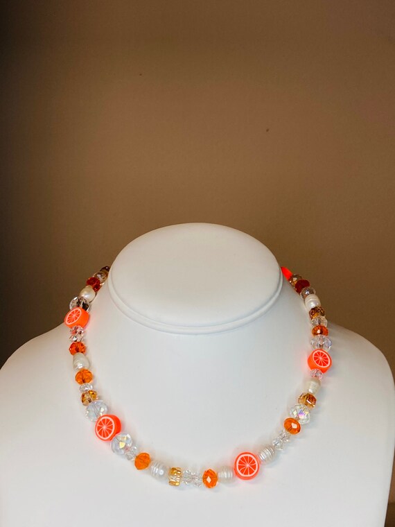 Fruit Orange Necklace / Orange Beaded Necklace / Freshwater | Etsy