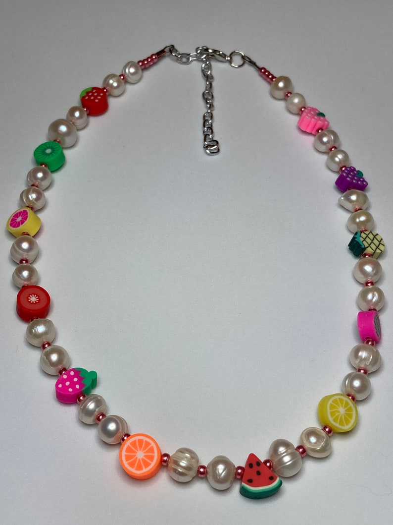 Fruit Necklace / Fruit With Freshwater Pearls real Pearls NOT - Etsy