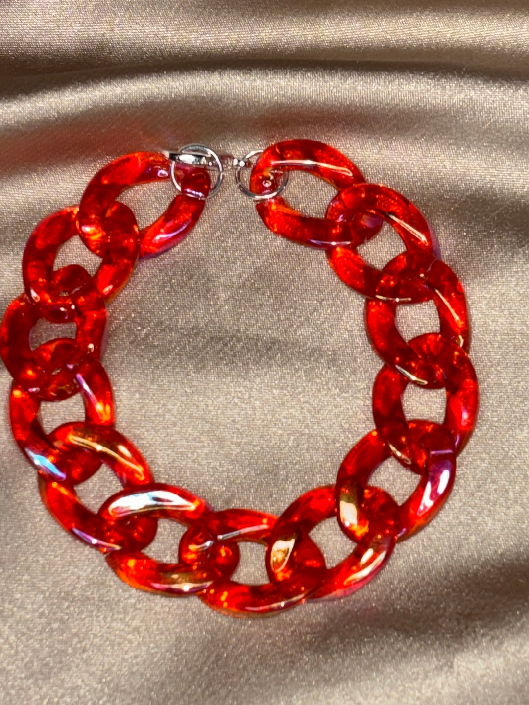 Red Chain Link Bracelet - Etsy