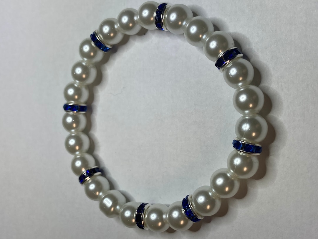 Pulsera de Perlas / Pulsera de Perlas con Diamantes de Imitación Azul ...
