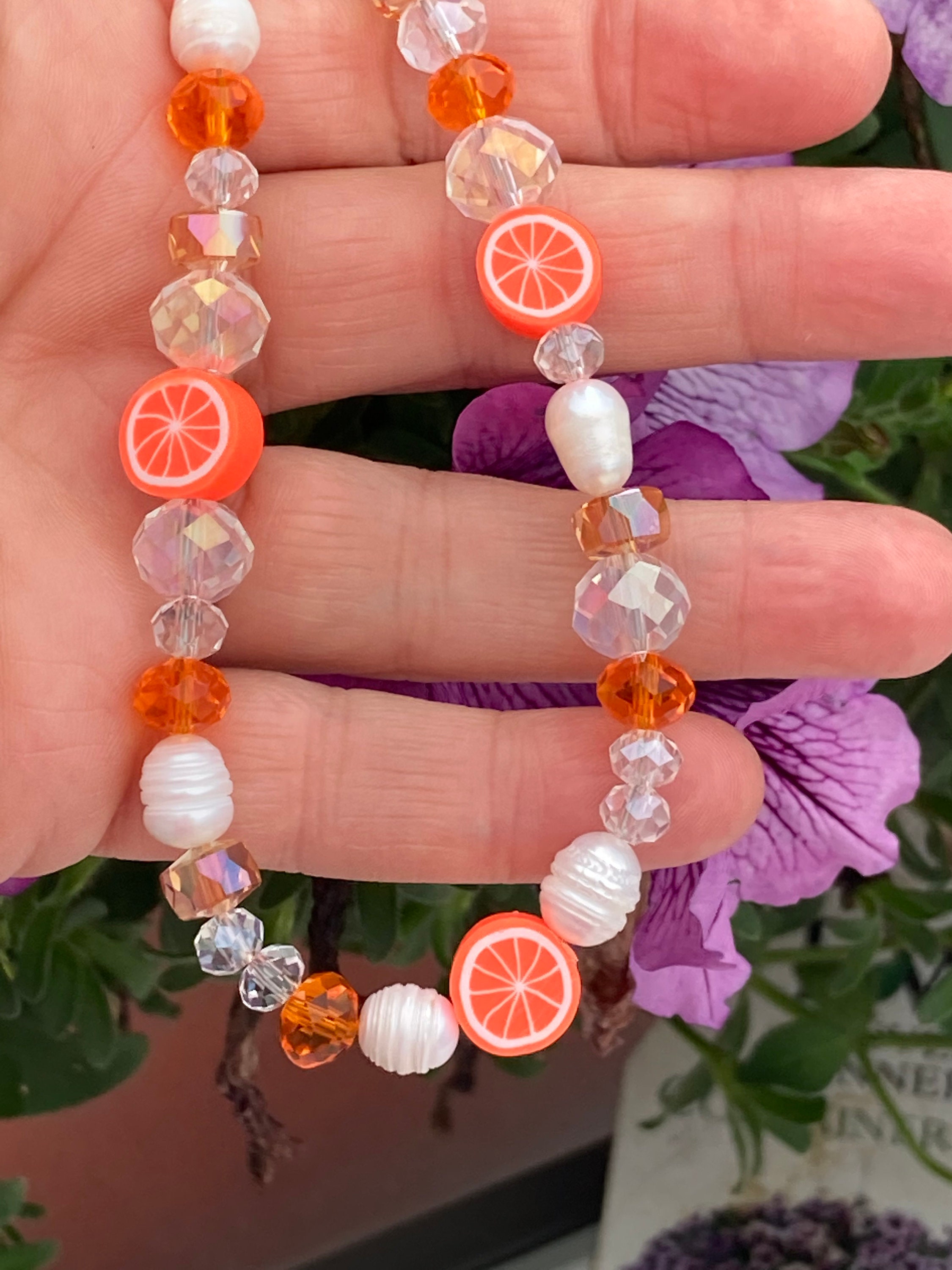 Fruit Orange Necklace / Orange Beaded Necklace / Freshwater | Etsy