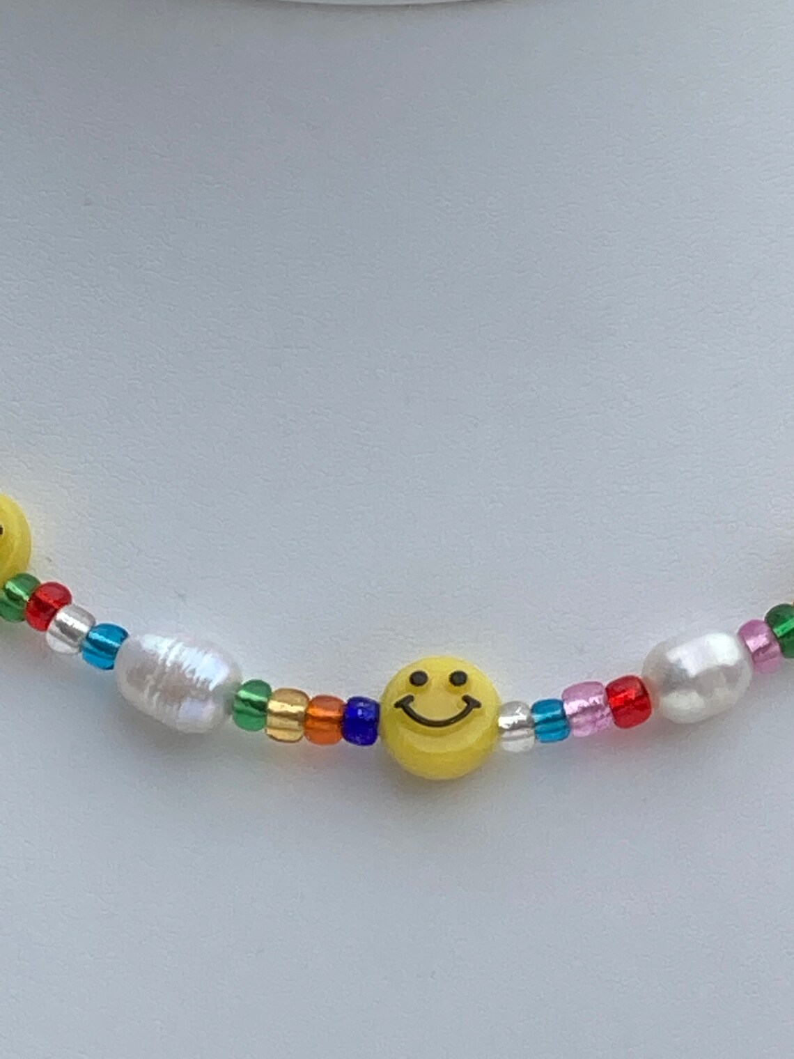 Y2K Smiley Face Pearl Choker / Smiley Face Necklace / Freshwater Pearls ...