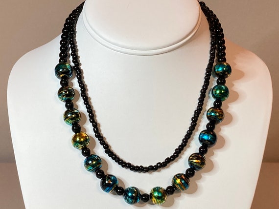Double Strand Black Necklace / Black Seed Beads / Black | Etsy Double Strand Black Necklace / Black Seed Beads / Black | Etsy