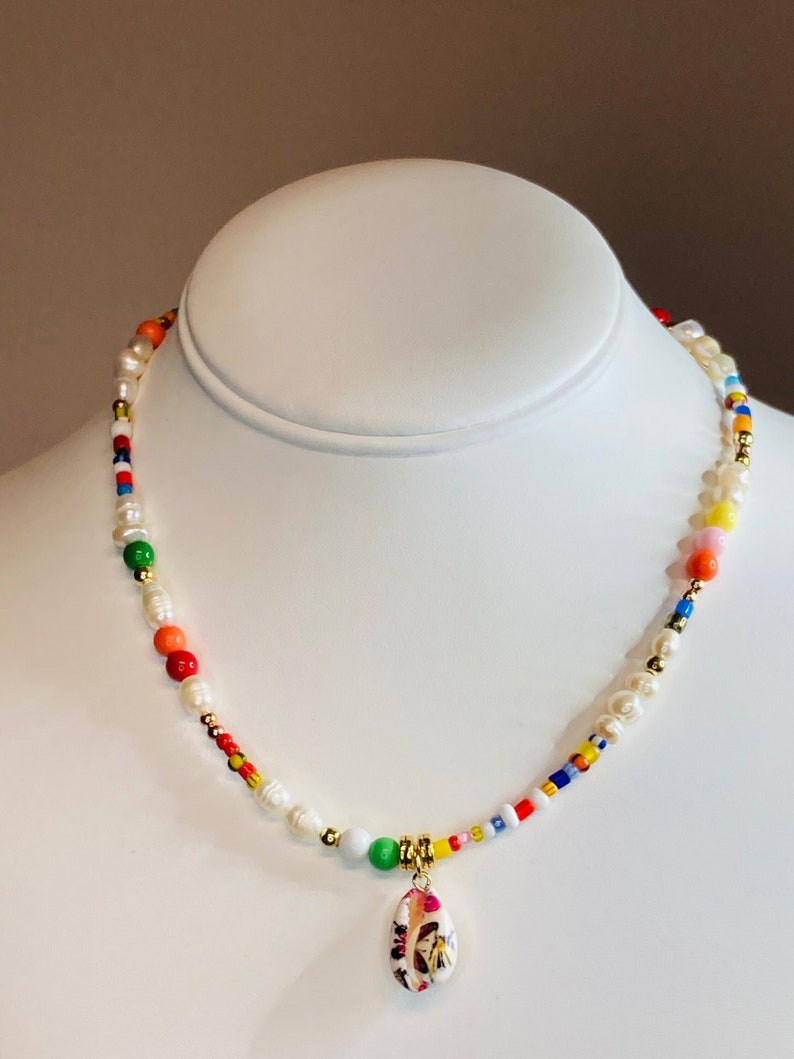 Conch Shell Necklace / Beaded Shell Necklace / Freshwater - Etsy