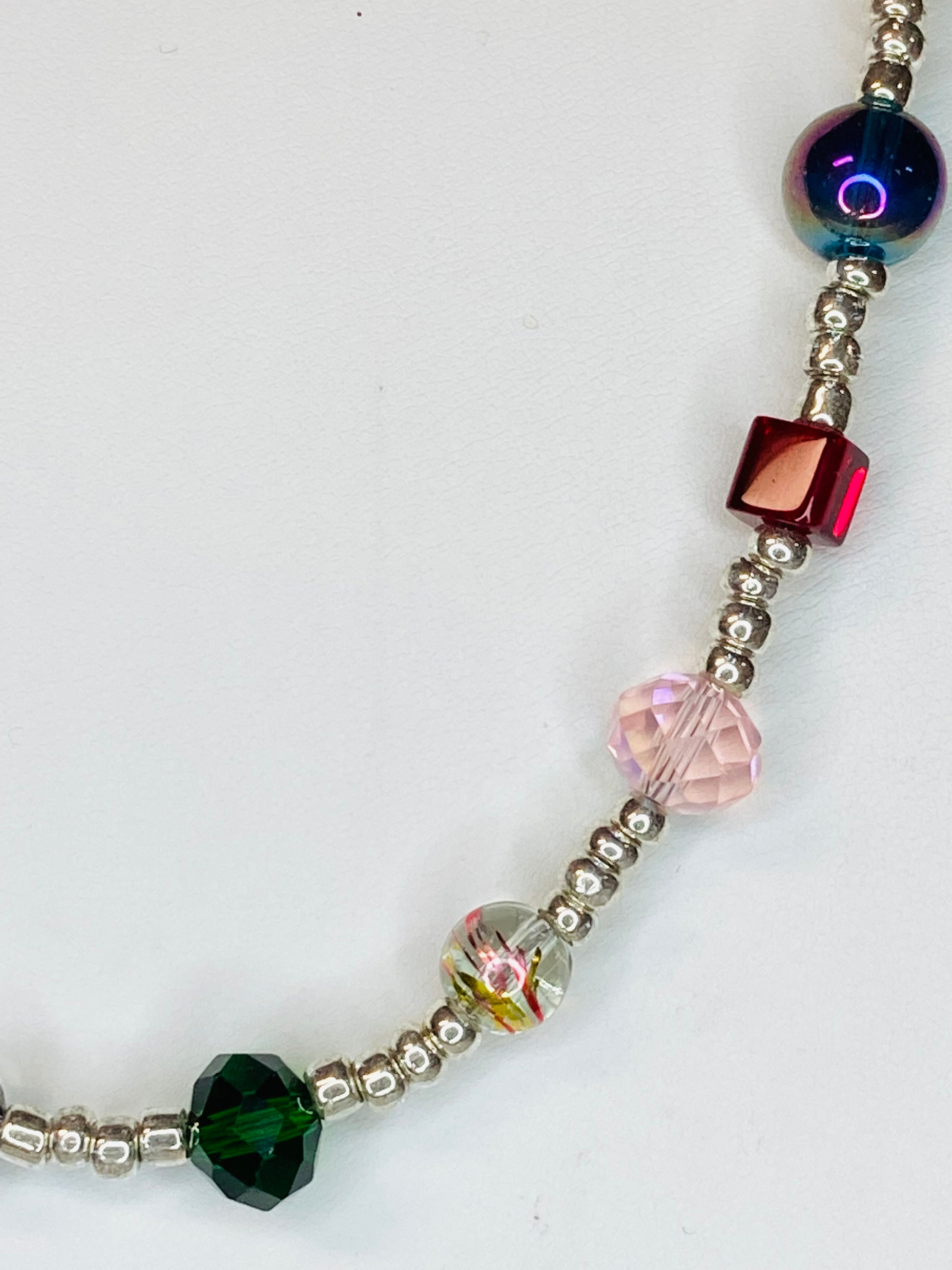Calliope Necklace / Silver Seed Bead Necklace / Multi-gem Necklace ...