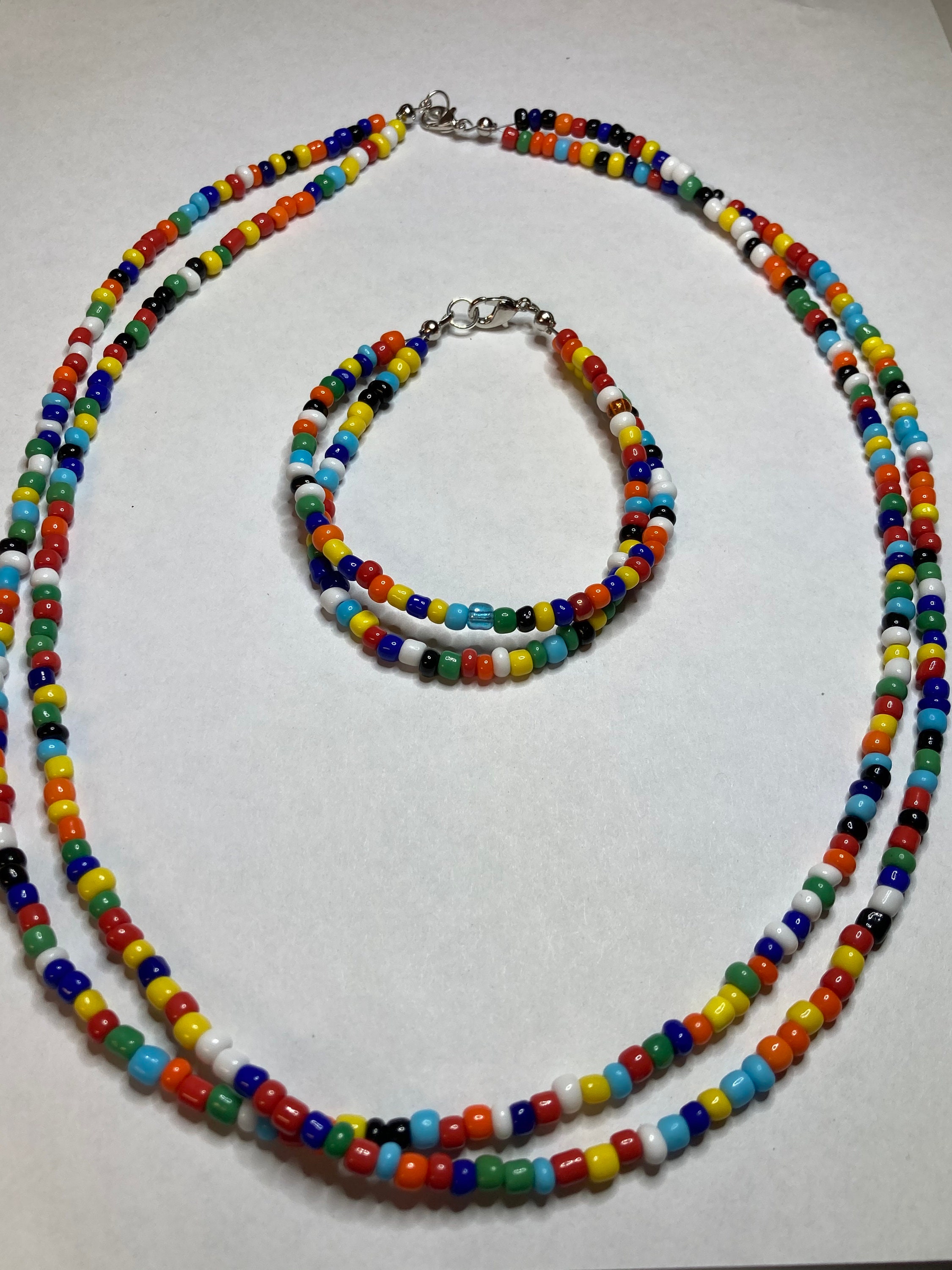 Seed Bead Necklace and Bracelet Set / Multi-color Seed Bead - Etsy