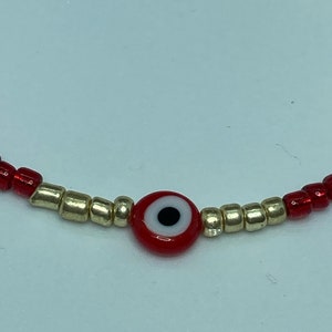 Evil Eye Necklace / Gold Evil Eye Necklace / Red Evil Eye Beaded ...
