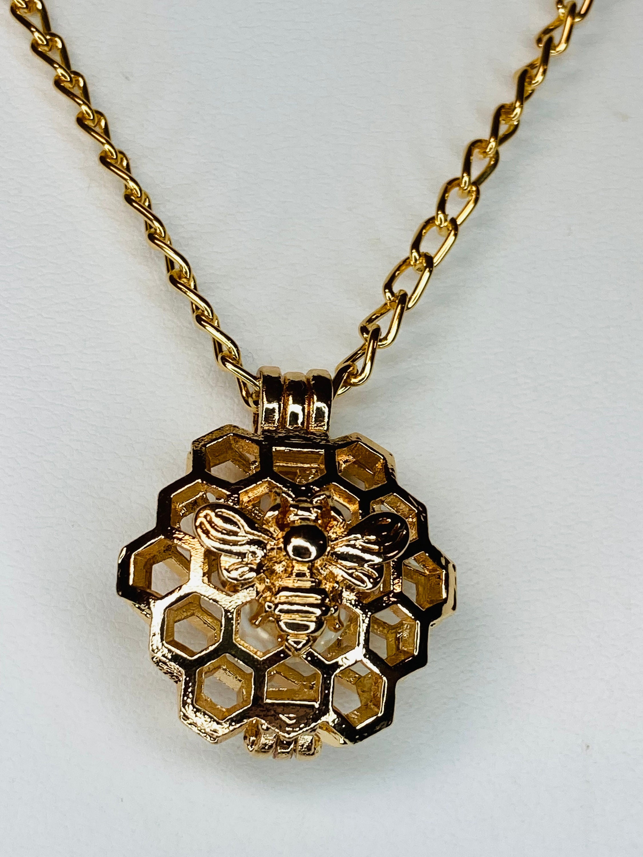 Bee Necklace / Beehive Locket / Queen Bee / Honeycomb Necklace | Etsy