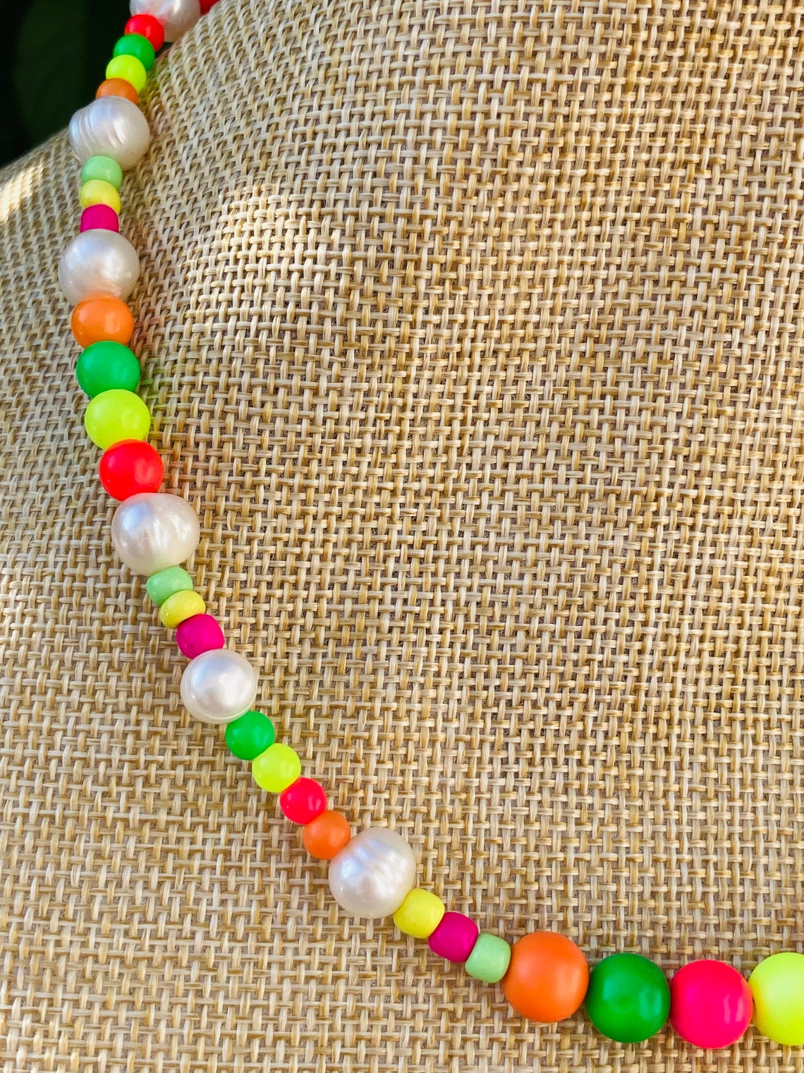 Neon Beaded Necklace / Pearls Necklace / Y2K Beaded / - Etsy